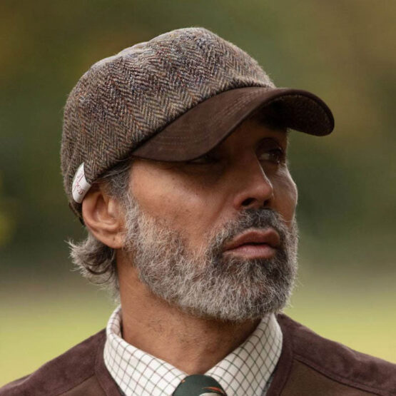 Harris Tweed Baseball Cap Brungton Suède leren klep Charcoal – Harris ...